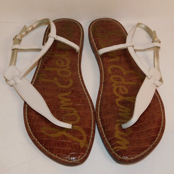 Sam Edelman | Shoes | Sam Edelman Gigi Thong Sandal White Leather Flat ...